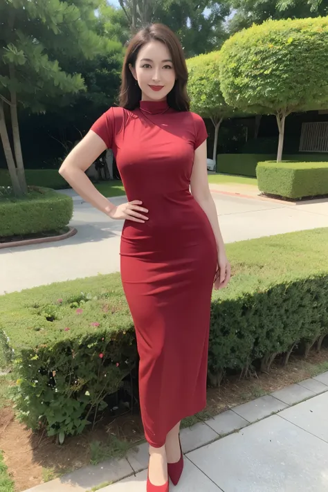 Draw lips correctly, red lipstick, from chest up, best quality, Super detailed - SeaArt AI