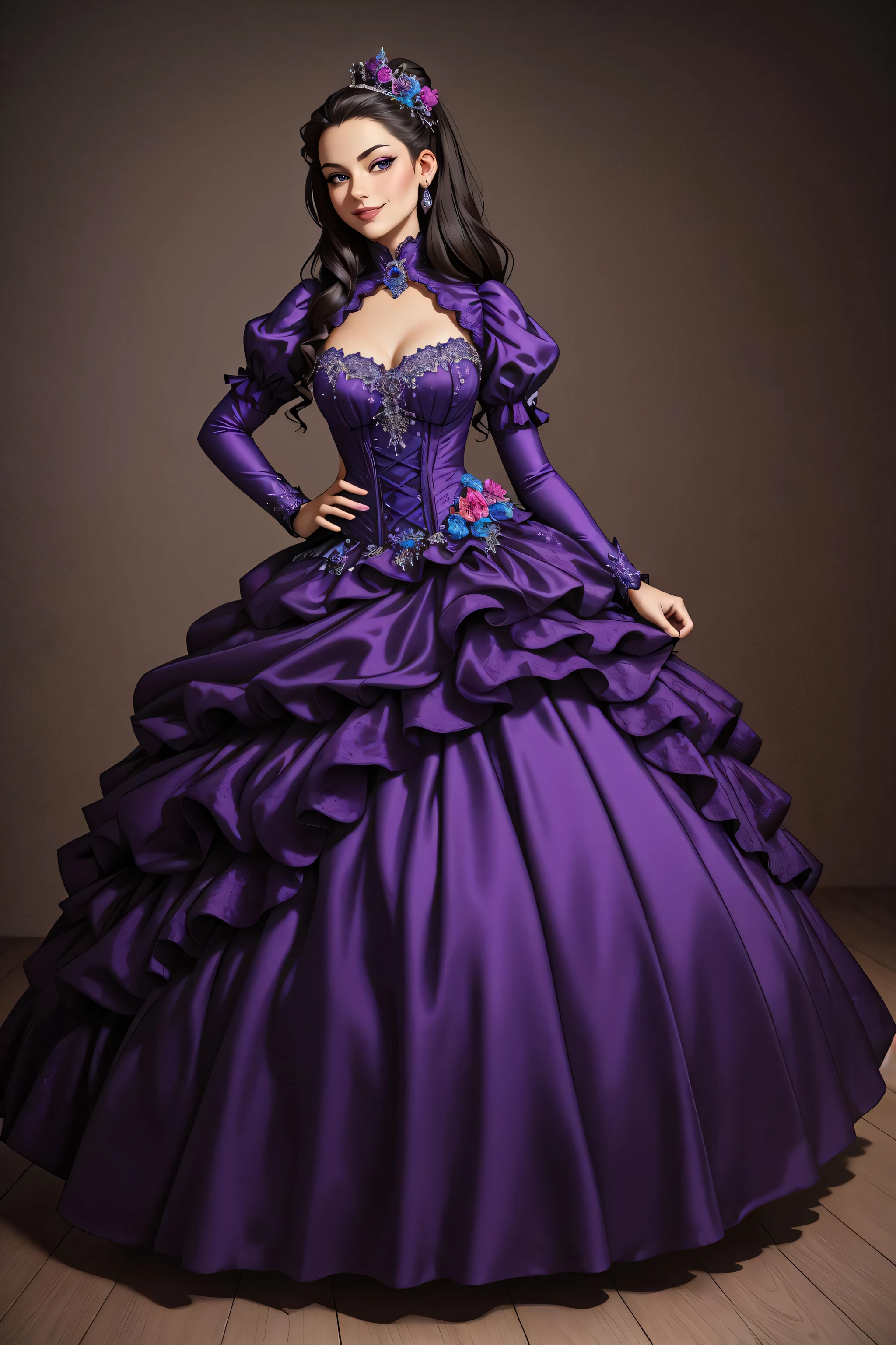 A woman in a purple dress is posing for a picture - SeaArt AI