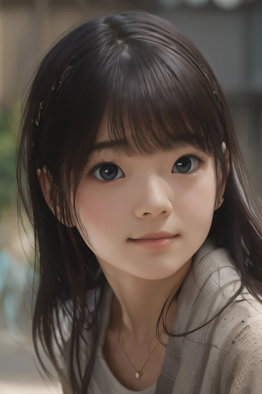 若い女性が青い目をした長い髪をしているクローズアップ - SeaArt AI