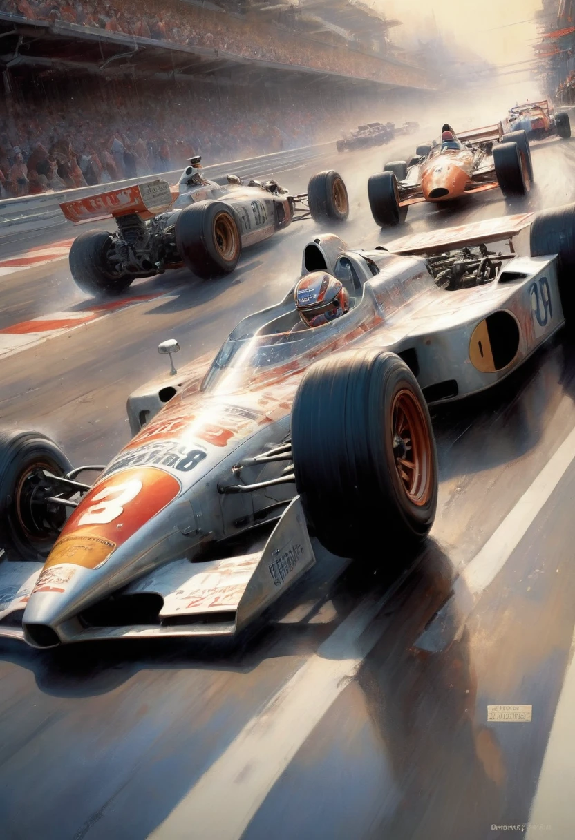Racing cars, by Drew Struzan, best quality, masterpiece, very aesthetic ...