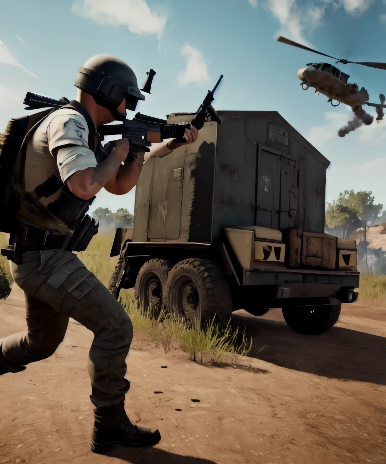 A man in a military uniform is running with a gun - SeaArt AI