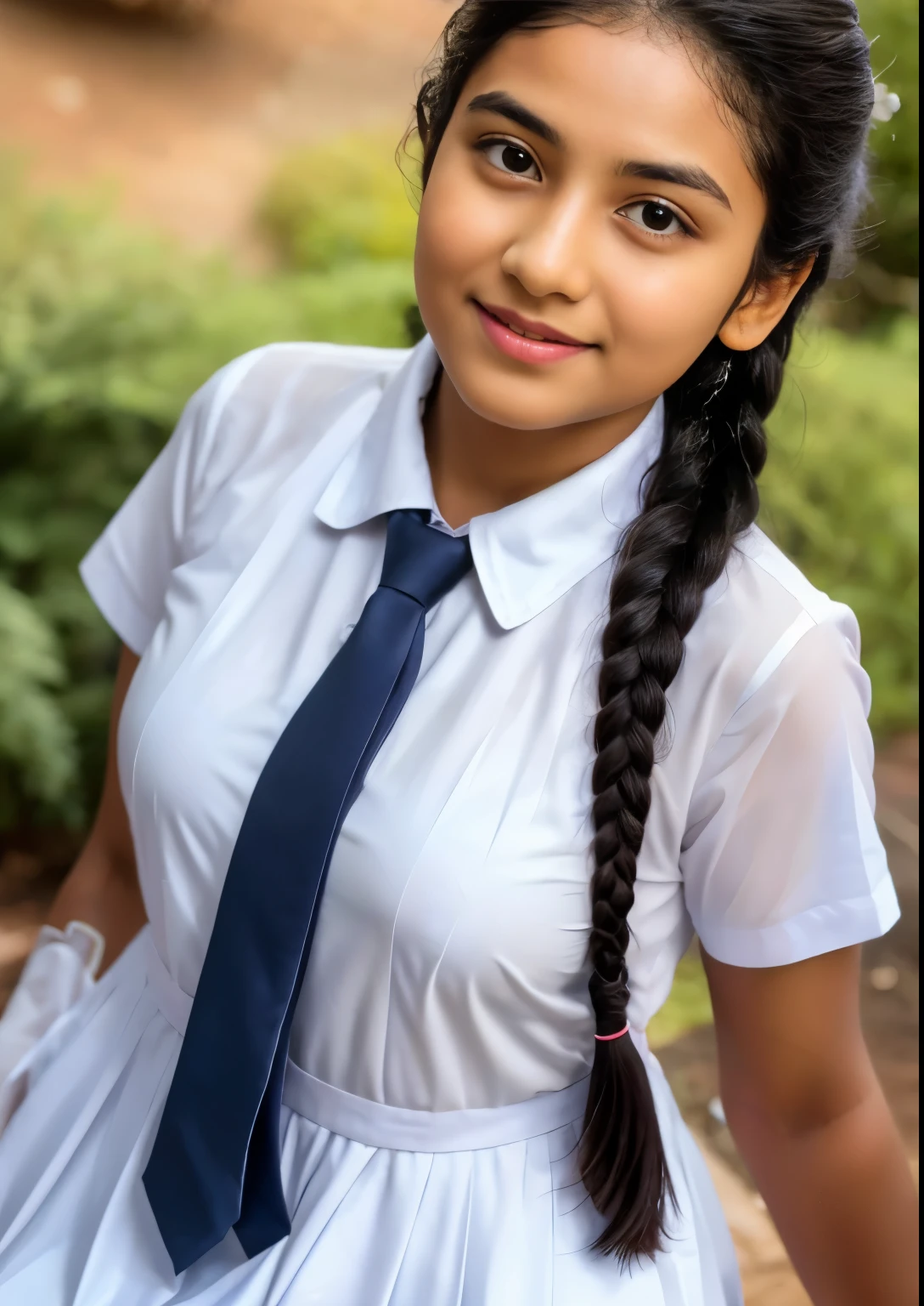 Raw photo , 1 girl ,Wearing white frock and color tie, white shoes ,sri lanka teen school girl ...