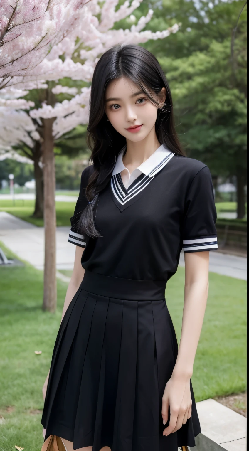 Arafed asian woman in a black dress and white collared shirt - SeaArt AI