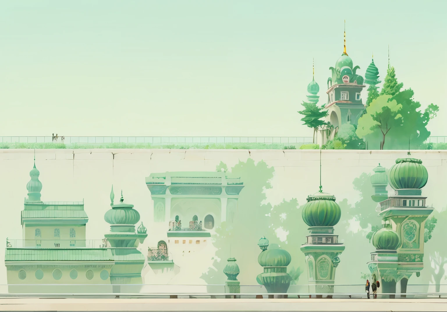 There is a painting of a building with a clock tower on it - SeaArt AI