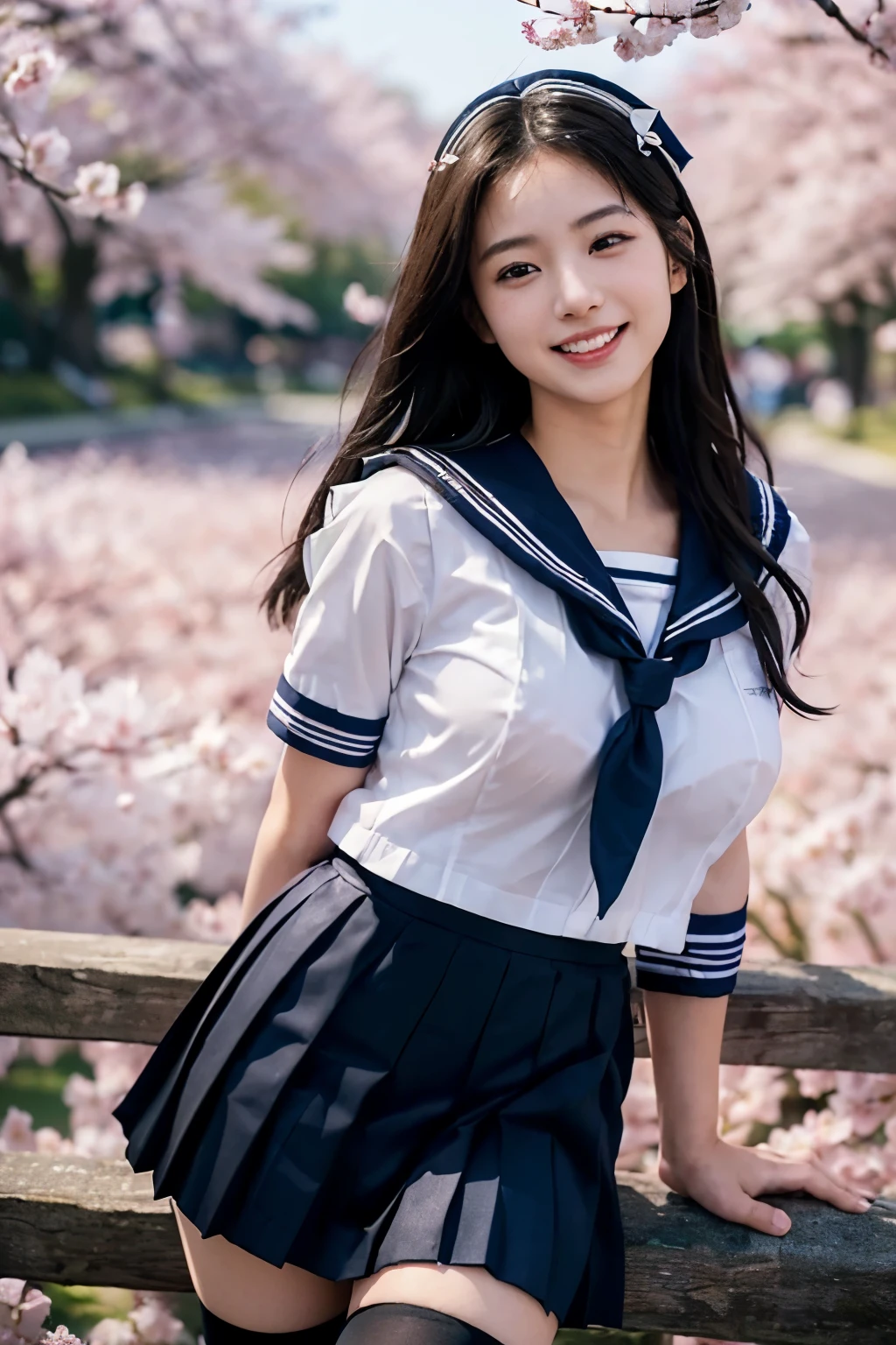 Arafed asian woman in a sailor outfit posing for a picture - SeaArt AI