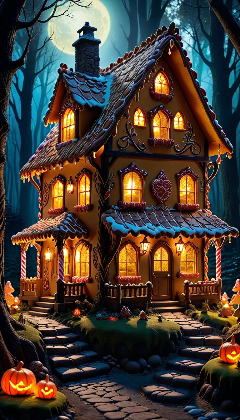 In a cursed forest, a fairy tale scene unfolds with a touch of horror ...