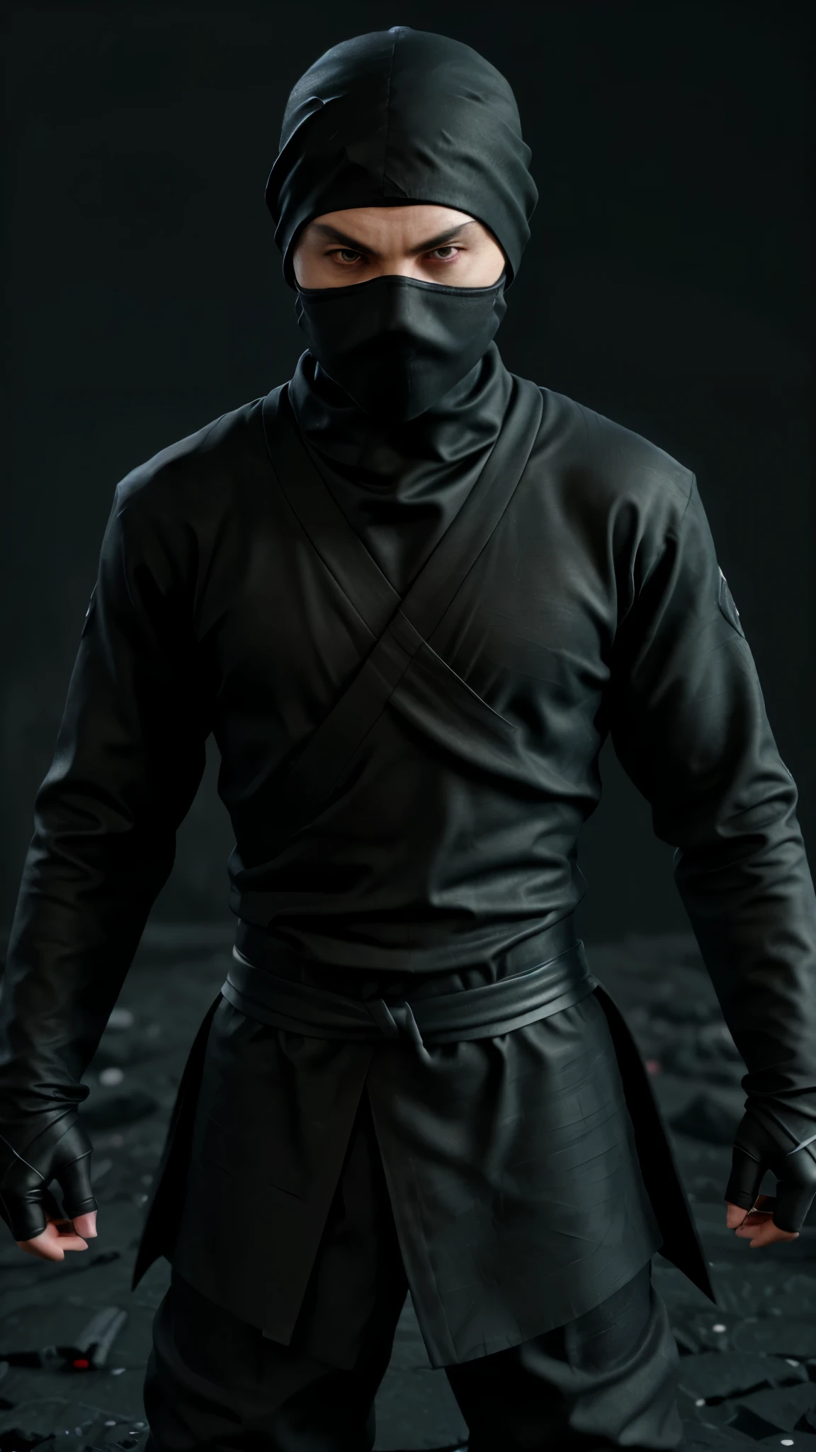 A close up of a person in a black ninja outfit - SeaArt AI