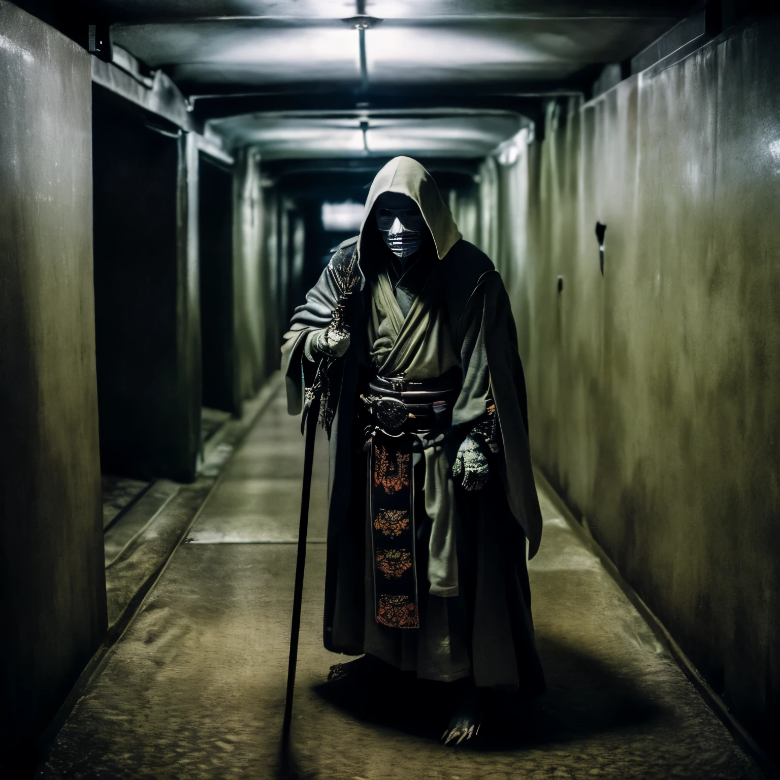 A close up of a person in a robe and a cane - SeaArt AI