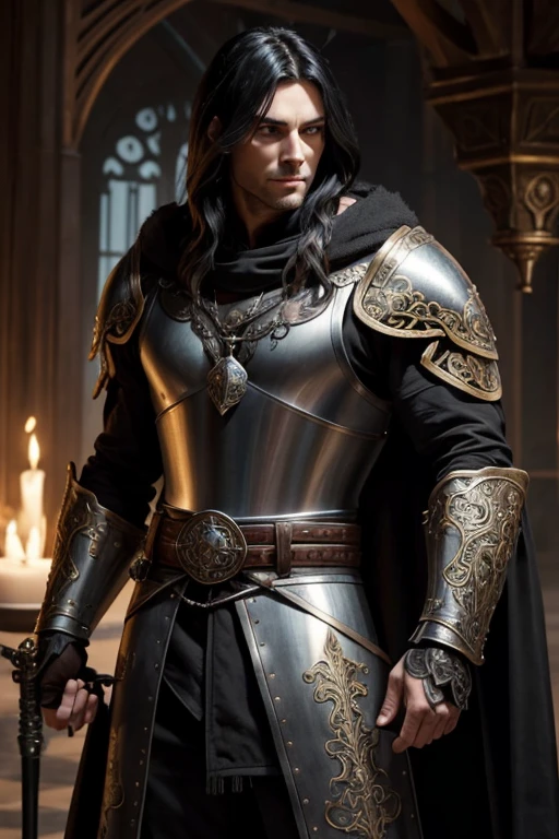 Male human, caucasian, slim, toned, long black hair, hazel-green eyes ...