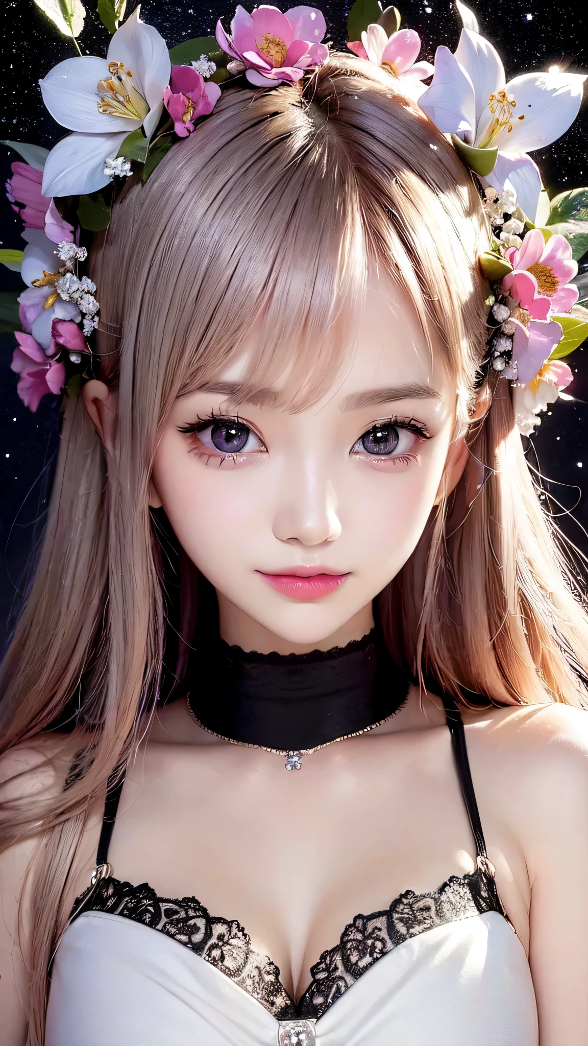 頭に花冠をかぶった女性のクローズアップ Seaart Ai