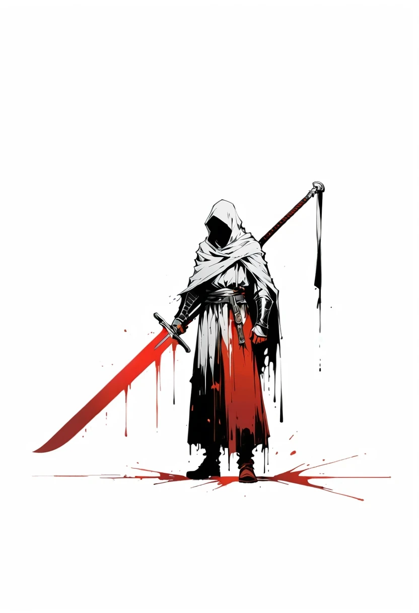 A man with a sword and a blood spat on his face - SeaArt AI