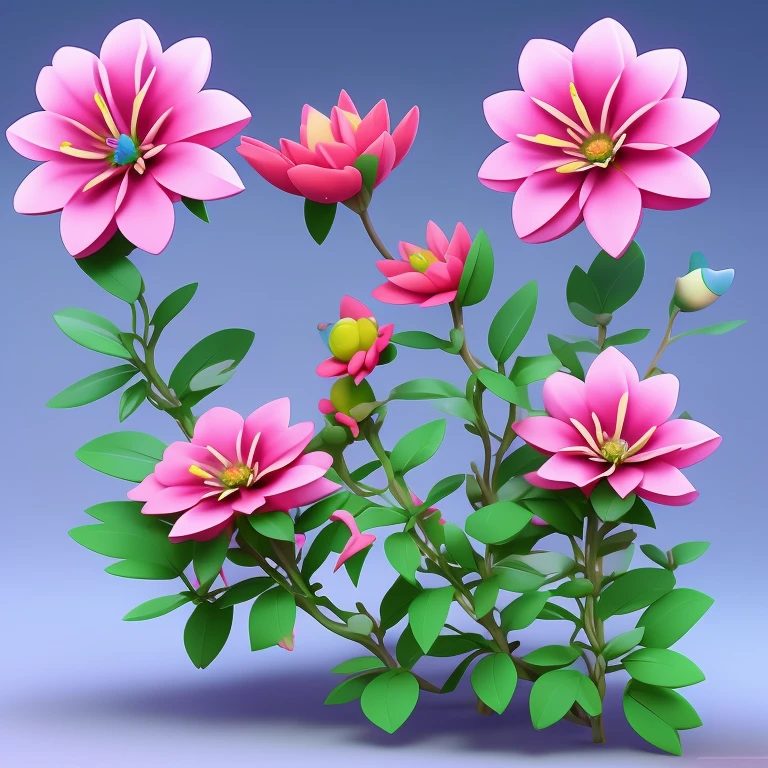 Flowers that don't live on Earth, cute, colorful, manga, 3D animation ...