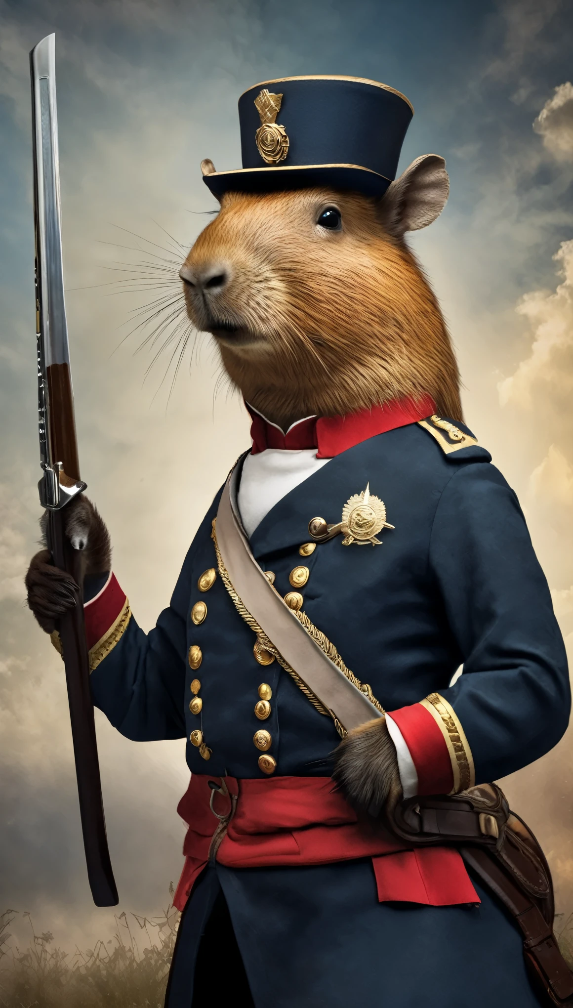 Arafed image of a rodent dressed in a military uniform holding a rifle ...