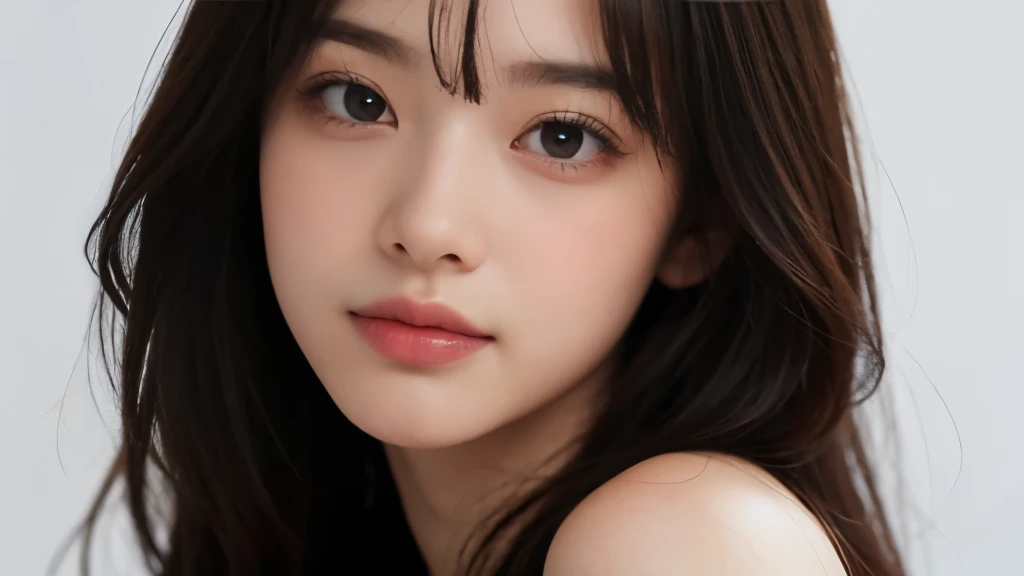 長い髪と黒いトップスを着た女性のクローズアップ Seaart Ai