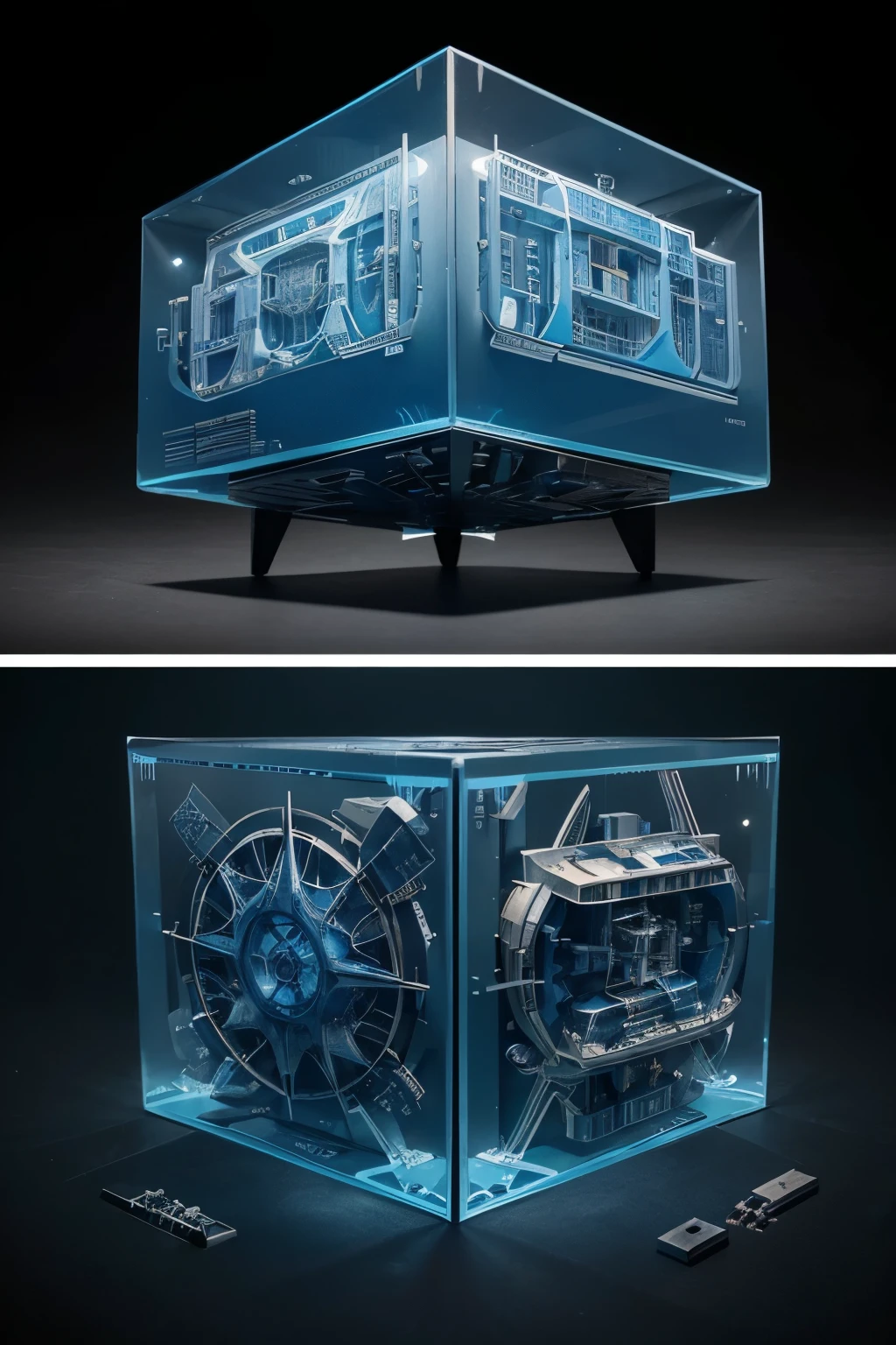 A futuristic cube with a computer inside and a computer inside - SeaArt AI