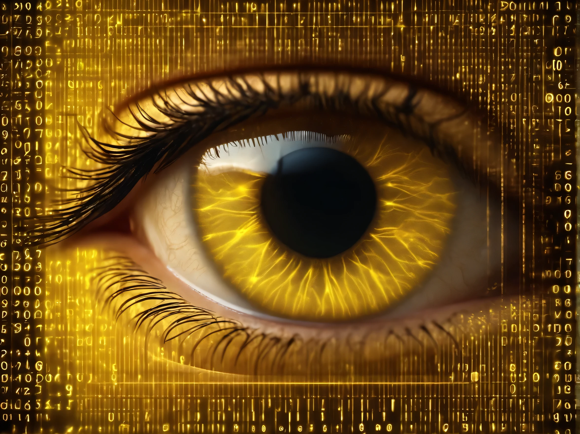 A close up of a person's eye with a digital background - SeaArt AI