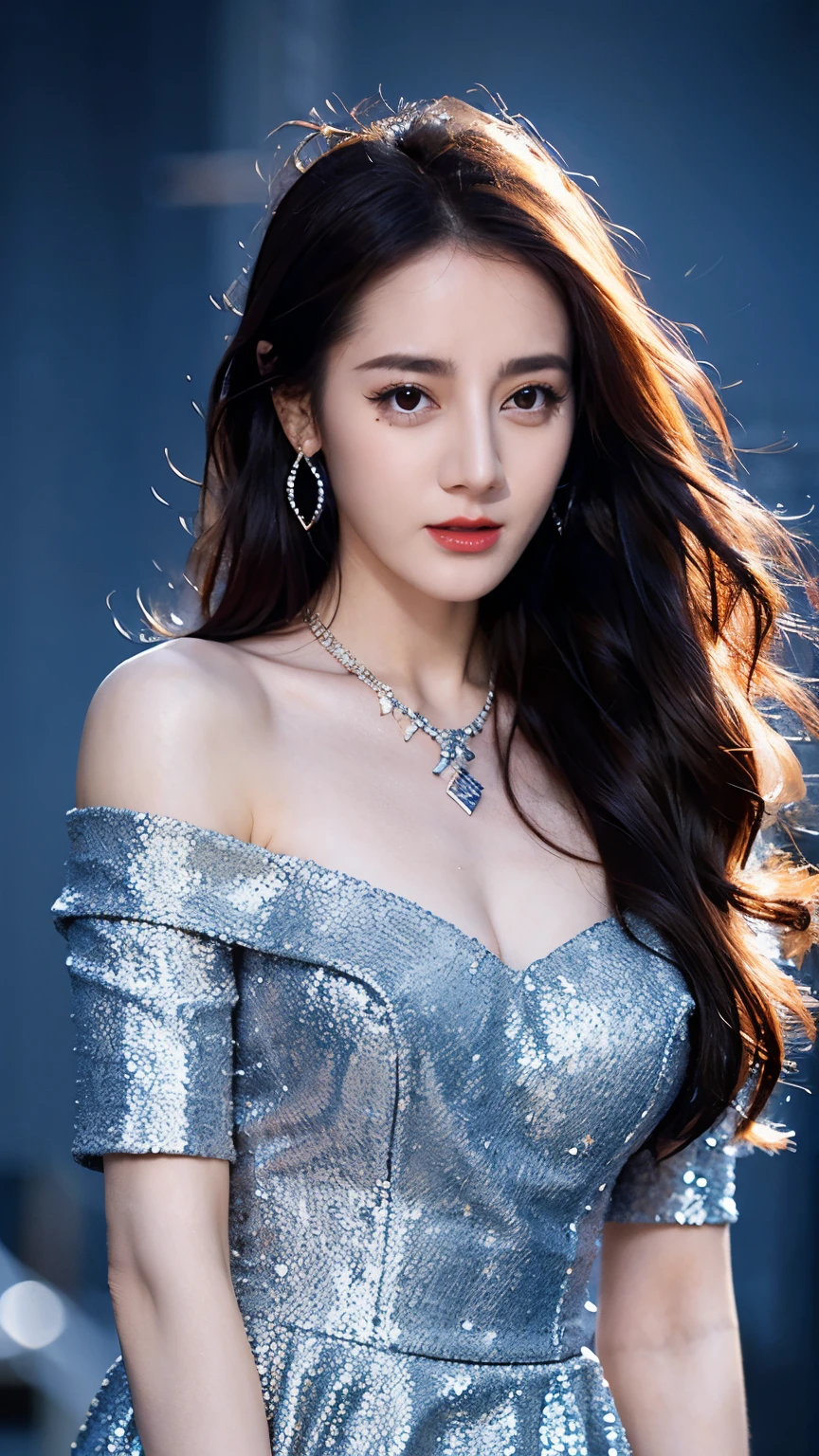 A woman in a silver dress posing for a picture - SeaArt AI