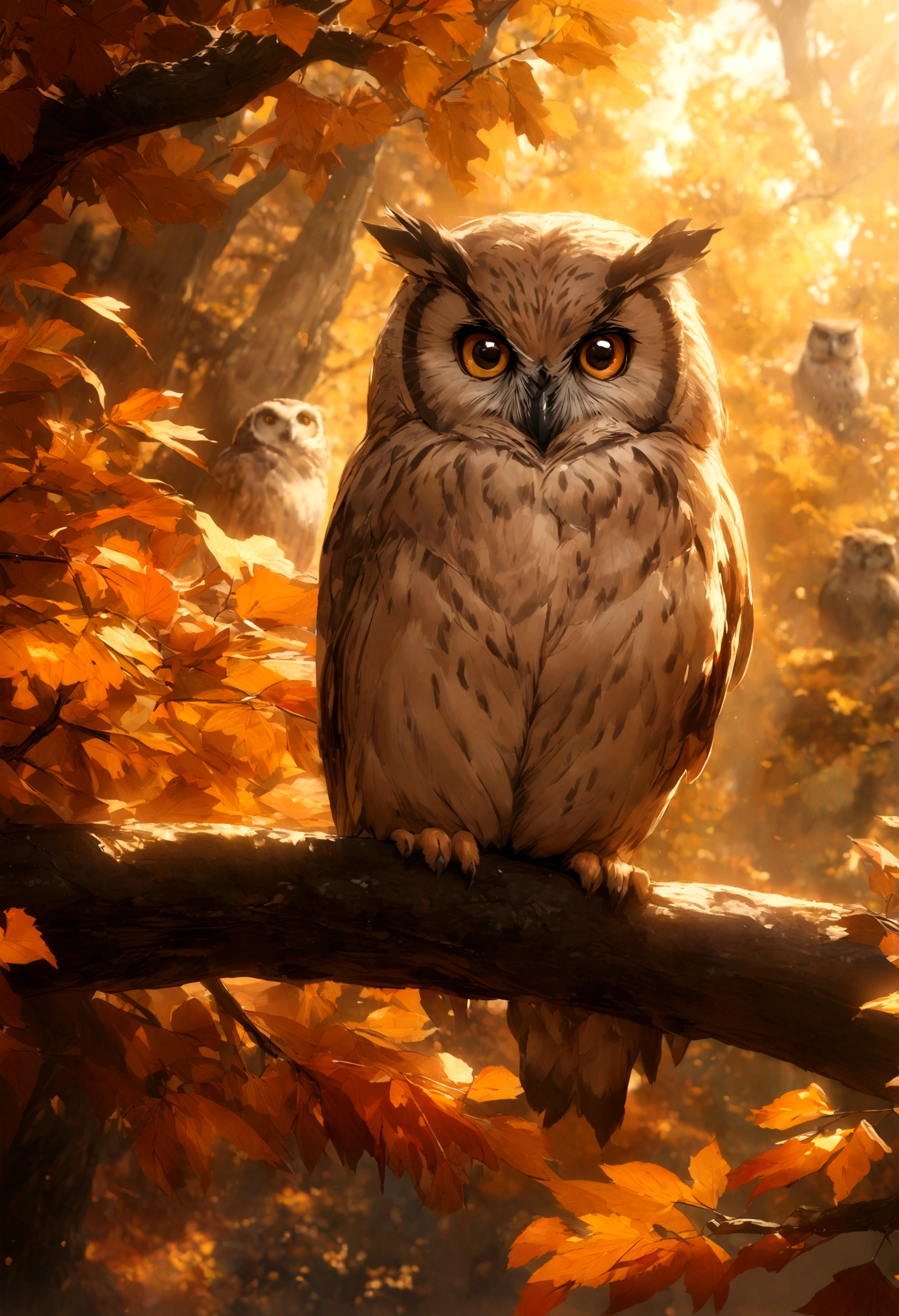 Un lindo búho conversando con un mono travieso, muy detallado - SeaArt AI