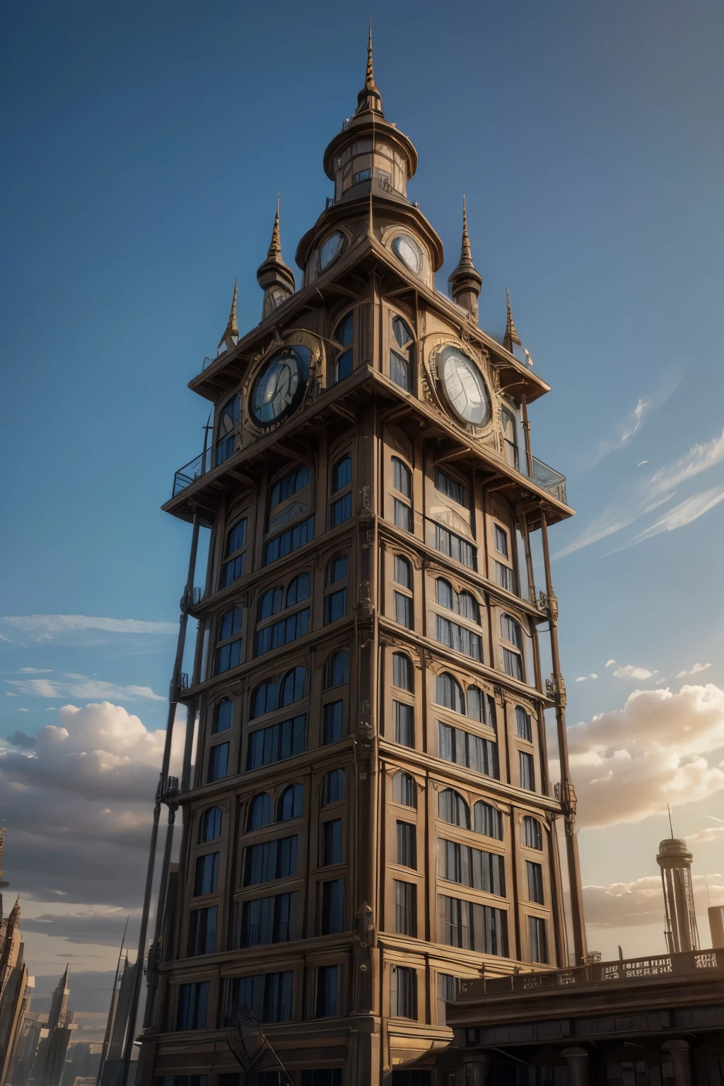 There is a tall clock tower with a clock on the top - SeaArt AI