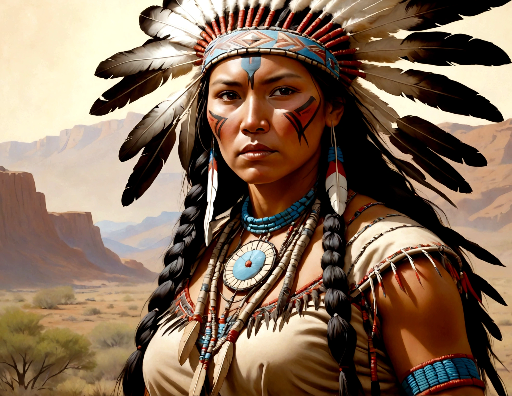 American Native Woman, Warrior - SeaArt AI