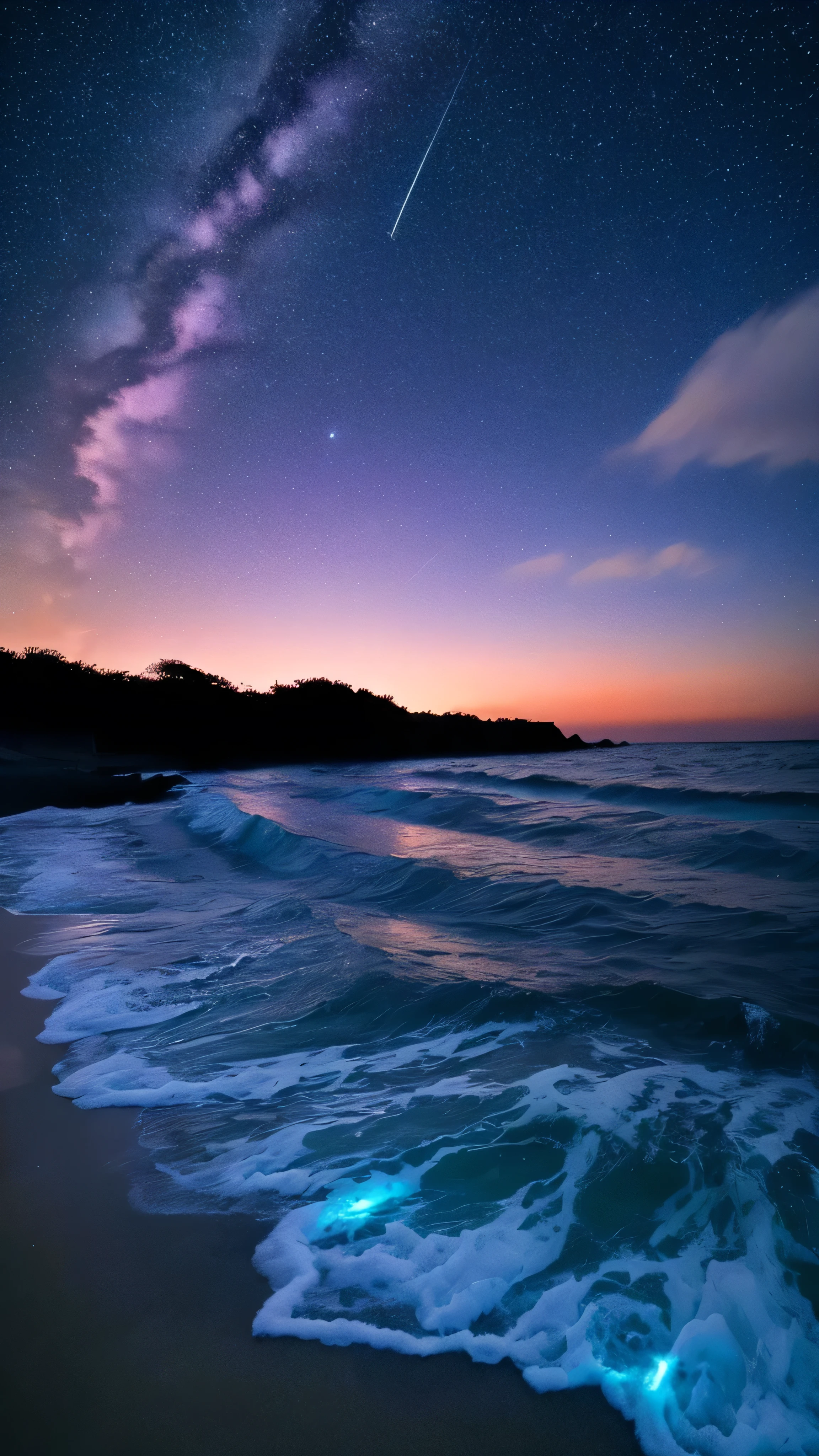 Night sky with stars and milky over the ocean - SeaArt AI