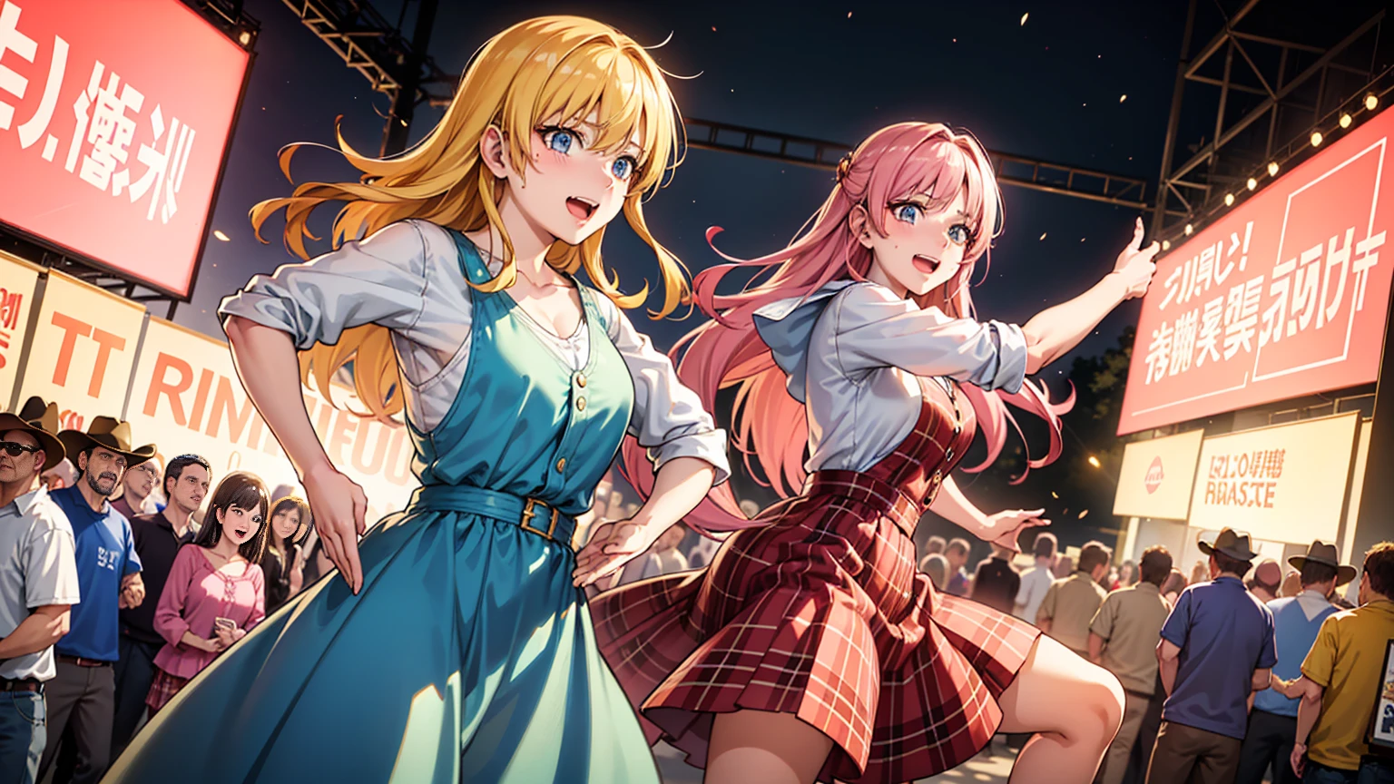 An anime-style illustration featuring a female character dancing to ...