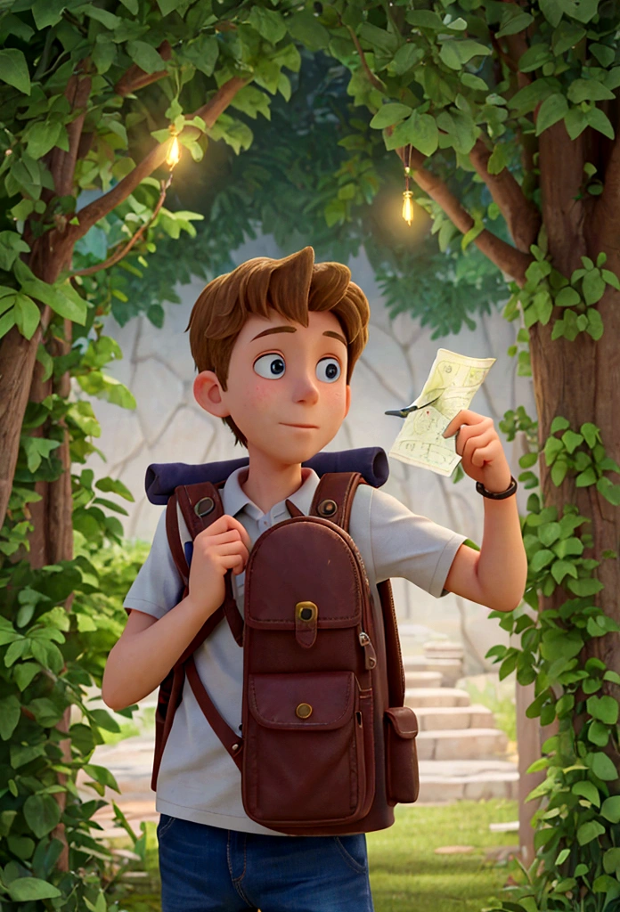 Lucas decided to follow the map. He packed his backpack with supplies ...