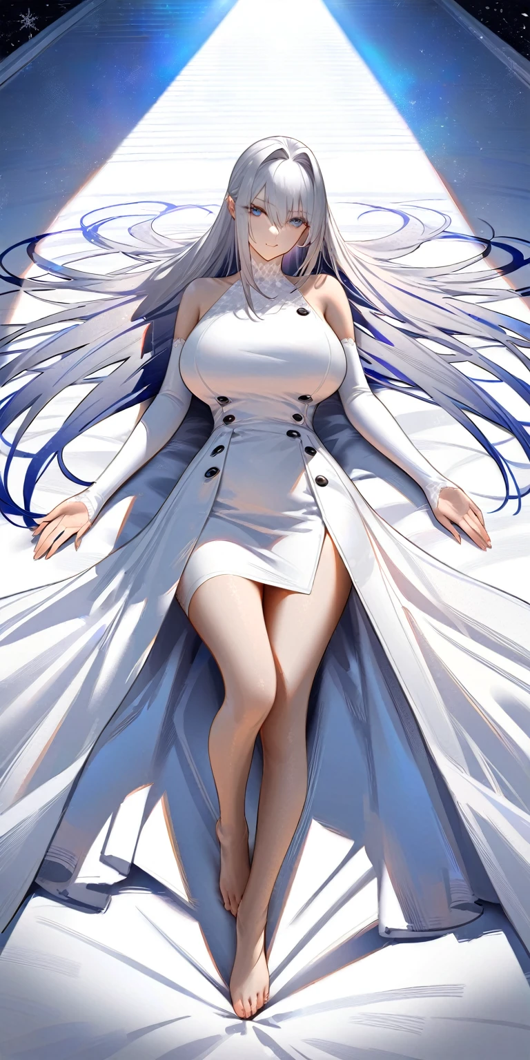 A majestic, realistic picture! A stunning 31-year old woman lying on the bed - SeaArt AI