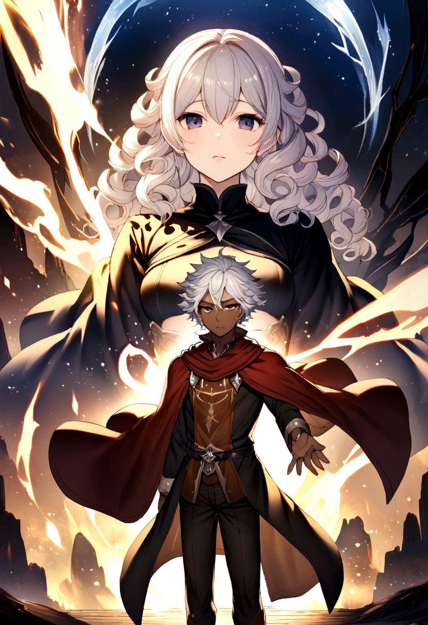 Fantasy light novel cover featuring a dark skinned male mage with black - SeaArt AI