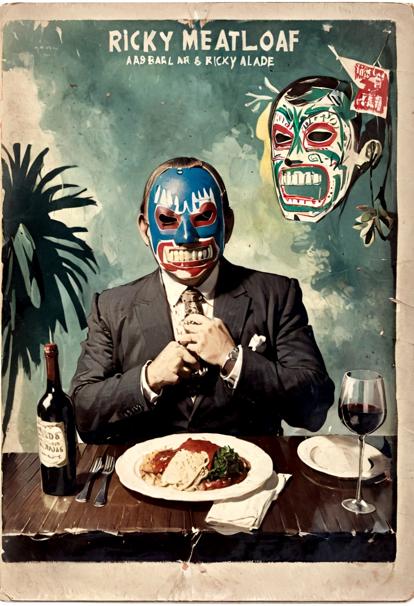 Lucha libre masked man, buff, wearing a suit and enjoys a nice meal ...