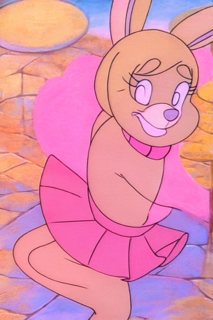 Furry Yellow bunny with white eyes with hot pink pupil and pink collar ...