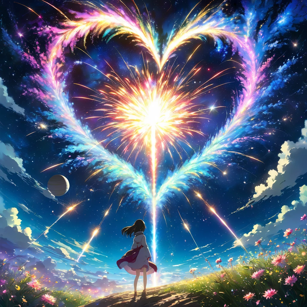 A giant firework explodes in the heart of the Milky Way, its colors ...