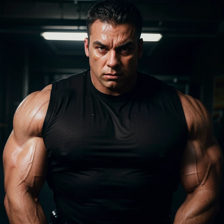 A 600lbs muscular bodybuilder police officer, extremely detailed ...