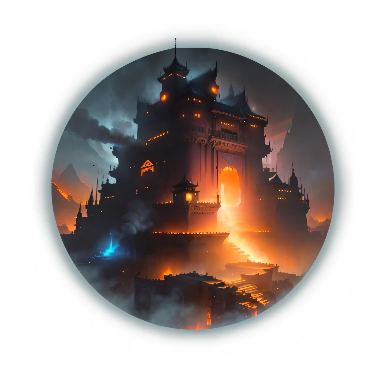 A picture taken from a computer of a castle in the sky - SeaArt AI