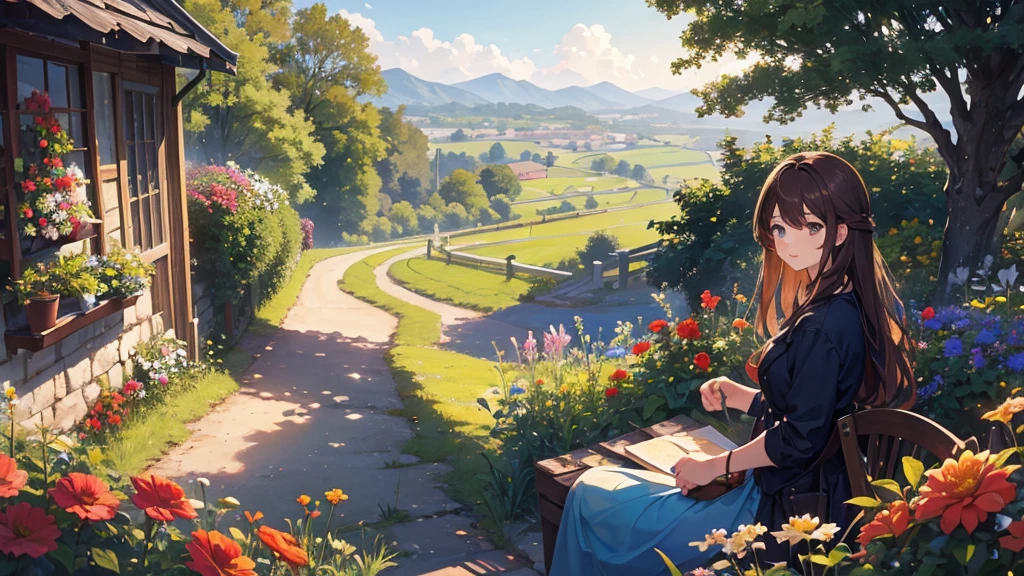 Masterpiece,Highest quality,One girl,Hair color is brown，Kind eyes ...