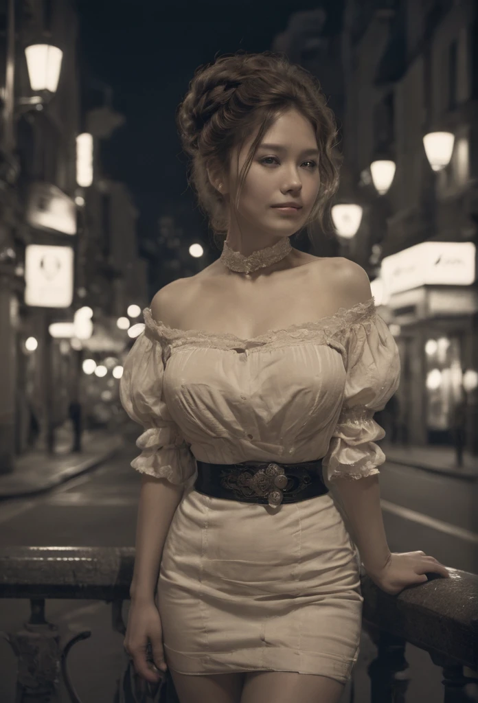 1fille, sourire, Rue de Tokyo, Nuit, Cityscape, city lights, Haut du corps - SeaArt AI