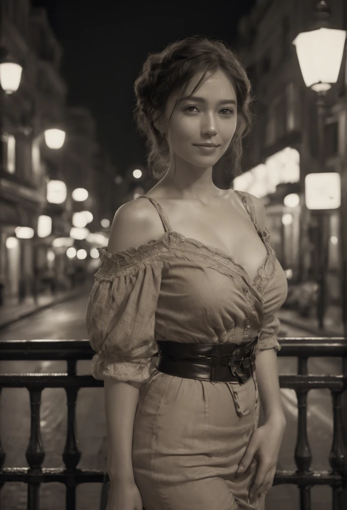 1fille, sourire, Rue de Tokyo, Nuit, Cityscape, city lights, Haut du corps - SeaArt AI