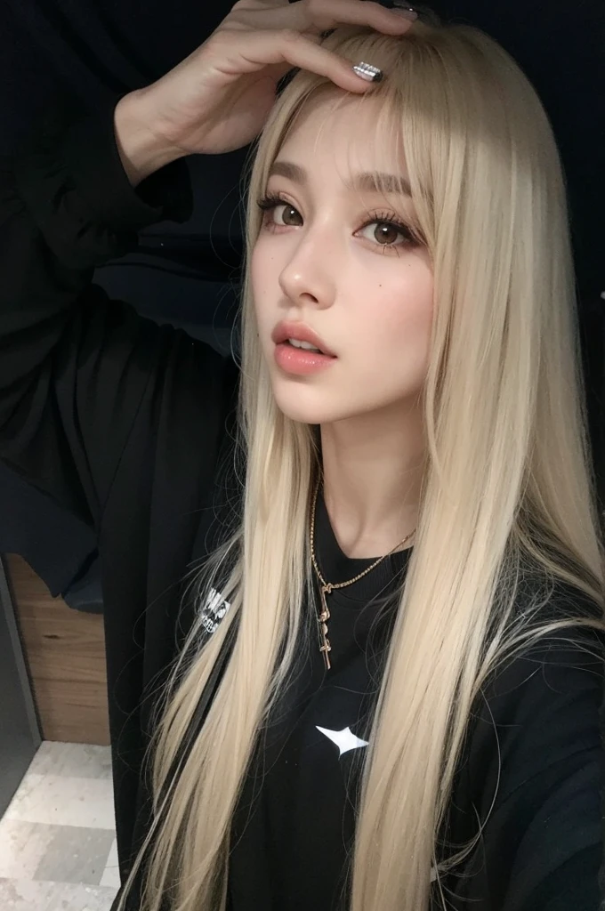 Close up of person with long hair and black shirt, Larisa Manoval - SeaArt AI