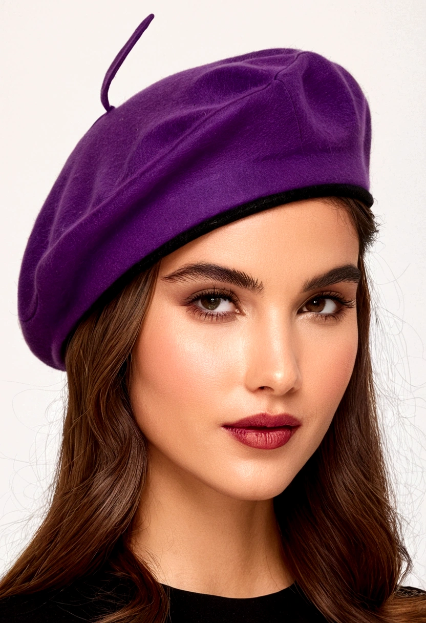 Classic women's purple beret - SeaArt AI