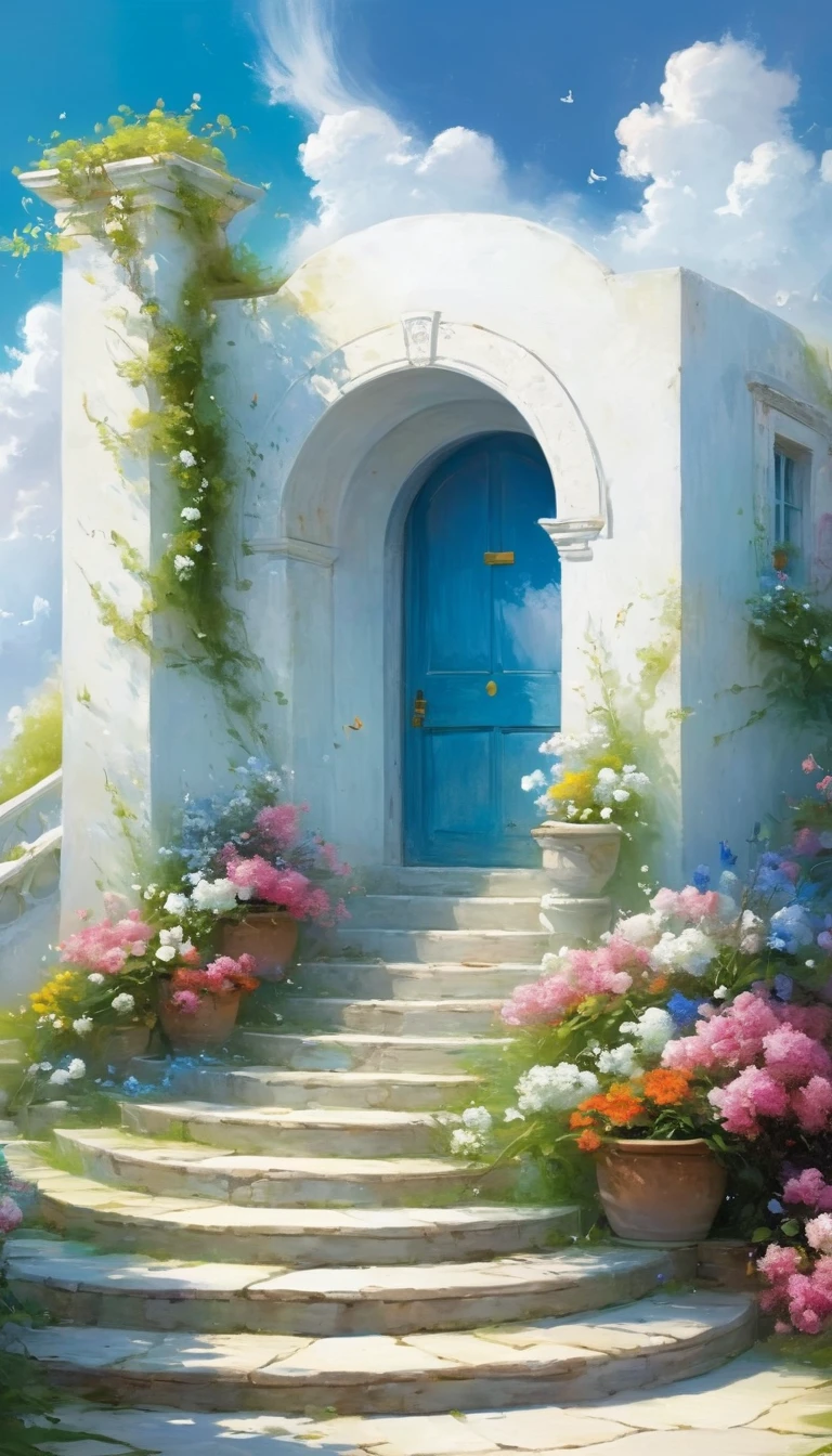 Painting，Volume sense，A beautiful ethereal landscape, a long white ...