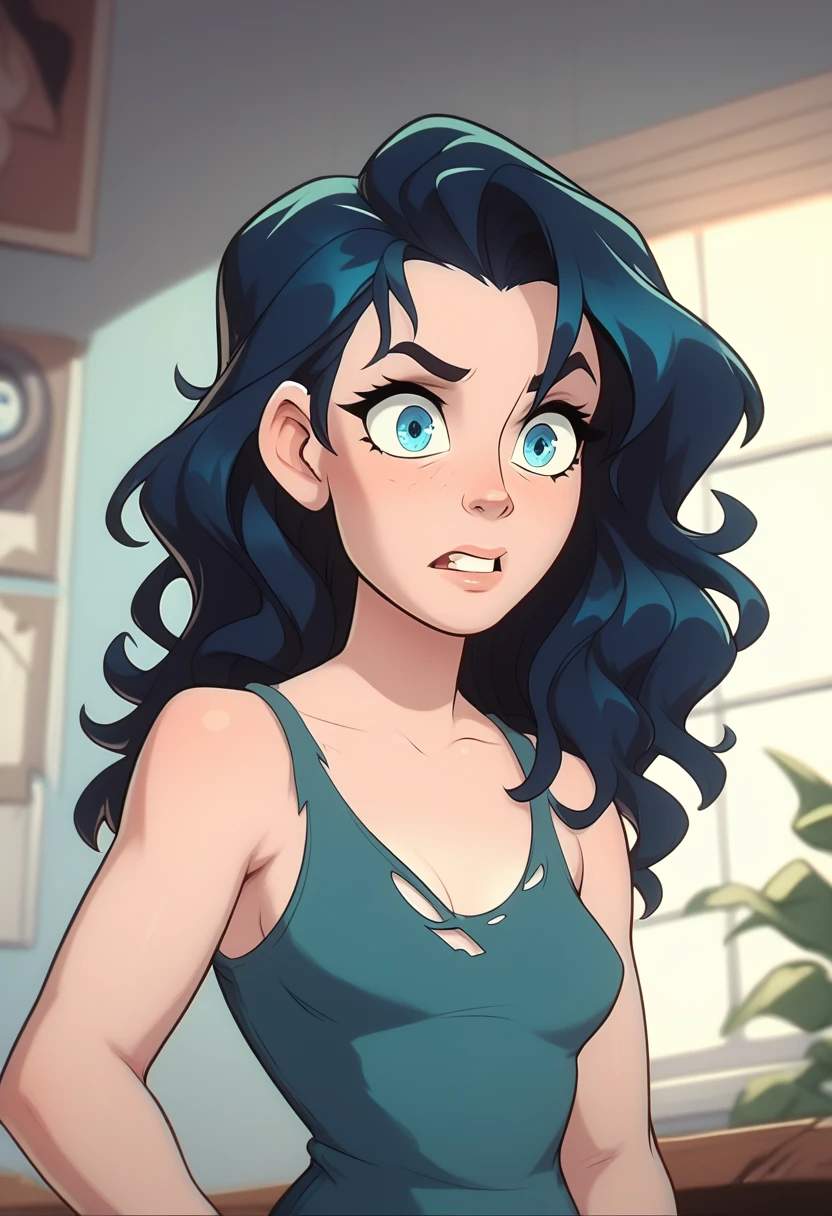 A Curvy Blue Eyed Girl With Long Wavy Black Hair Small Breasts Seaart Ai