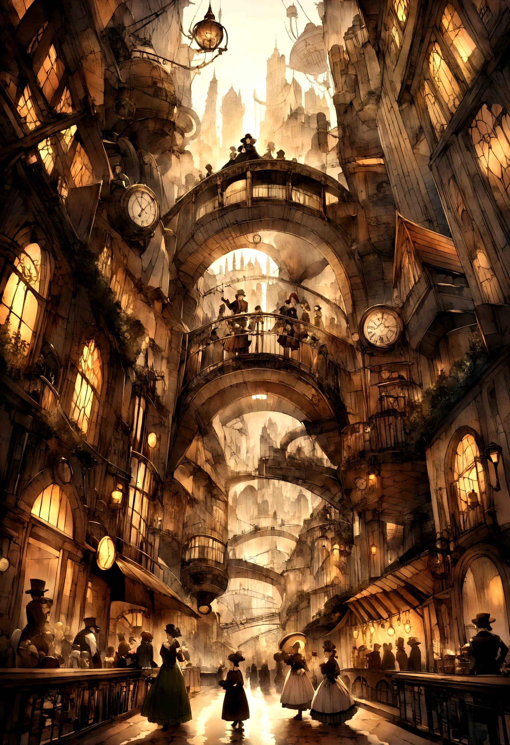 There is a large building with a clock tower in the middle of it - SeaArt AI