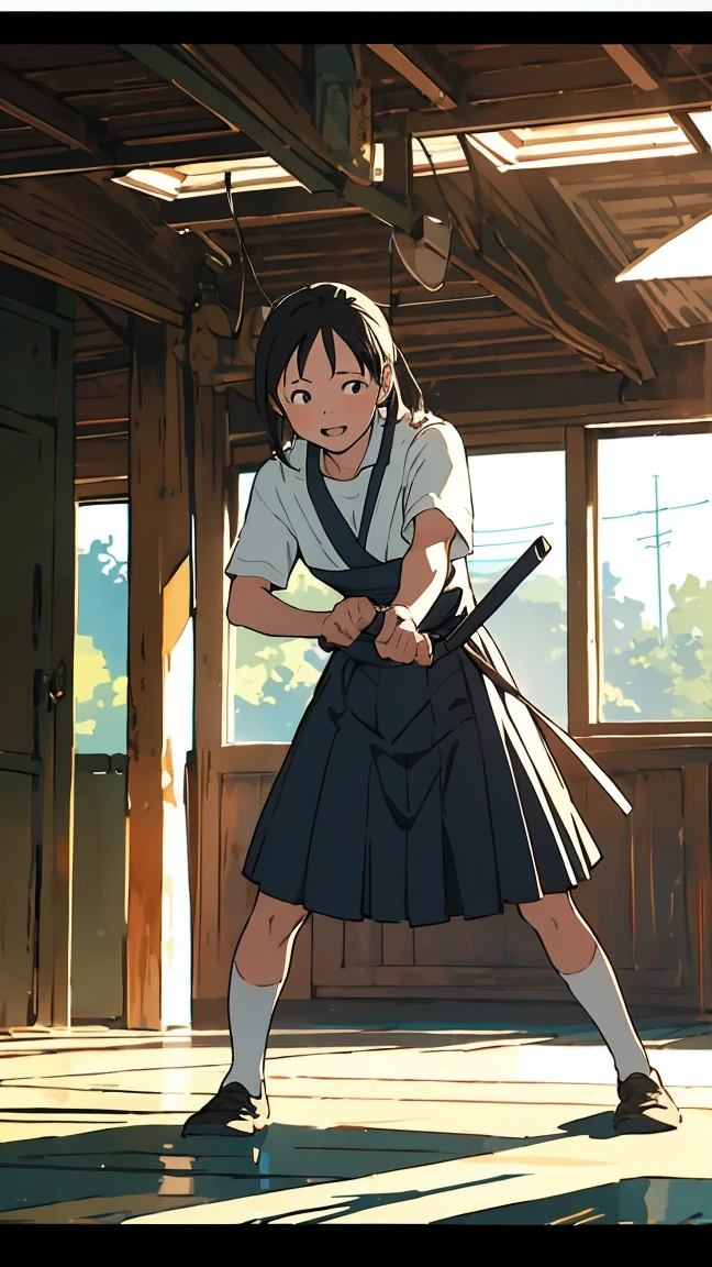 剣道,剣道,女子高生,ゲーム,スタンス,Chudan-no-kamae, - SeaArt AI