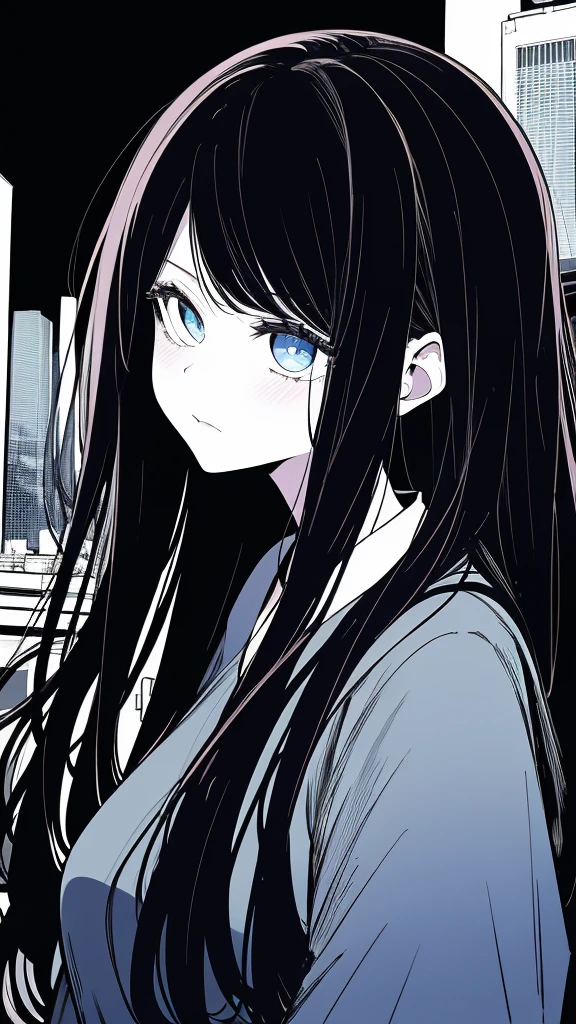 1girl,monochrome color, Blue Art, grayscales、 masterpiece、top - SeaArt AI