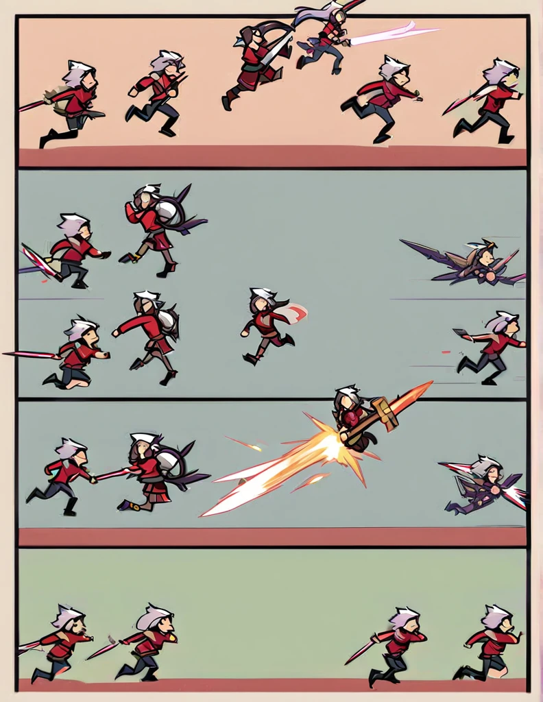 Create a sprite sheet for character animations that includes frames for ...