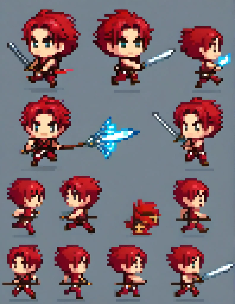 Create a sprite sheet for character animations that includes frames for ...