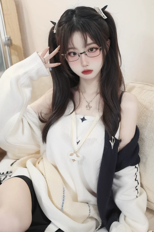 最高品質、傑作、高感度、高解像度、詳細な説明、細身の女性、眼鏡、 Seaart Ai