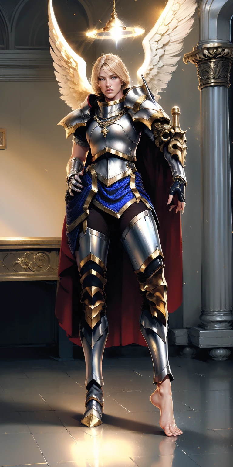 Low angle from below full body toe to head inside the frame, paladin templar lad - SeaArt AI