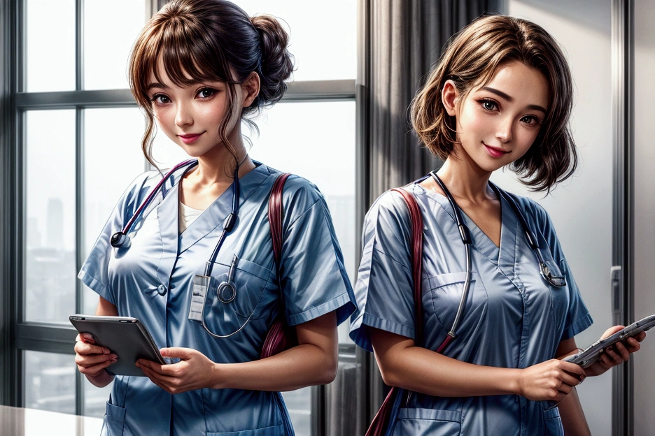 Hospital.nurse,Scrub Suits,Medical Services,Handover, Name tag - SeaArt AI