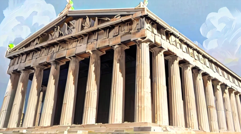Arafed view of a large building with columns and a clock on top - SeaArt AI